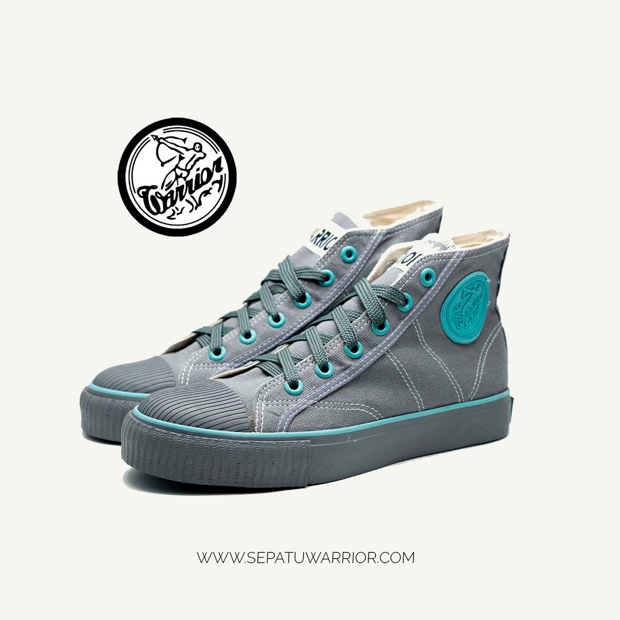 Sepatu Warrior Classic HC Abu Hijau - Sepatu Warrior